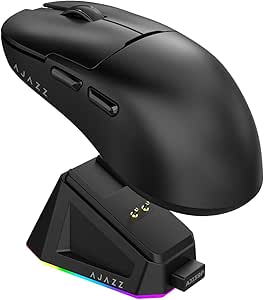 Amazon.com: AJAZZ AJ159P - Mouse inalámbrico para juegos con base de carga RGB, sensor PAW3395 ...