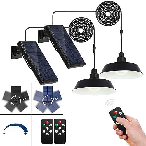GUYULUX LED Solar Pendant Lights, Solar Shed Lights with On Off Switch ...