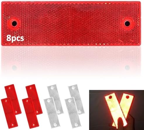 QttvbTna 8 Pcs Car Reflector Sticker, Self Adhesive Rectangular Rear ...