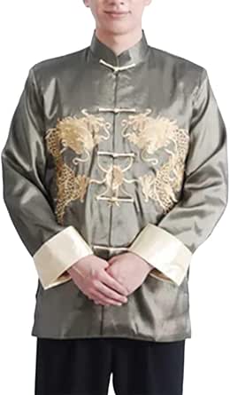 Chinese New Year Men Traditional Tang Jacket Kung Fu Wing Chun Uniform ...