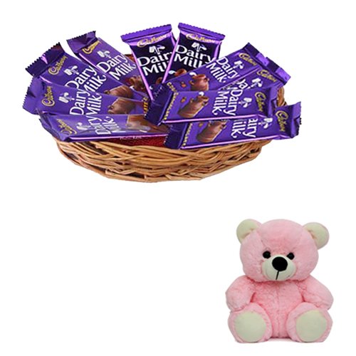 SFU E Com Dairy Milk Chocolate Basket Hamper with Teddy : Amazon.in ...