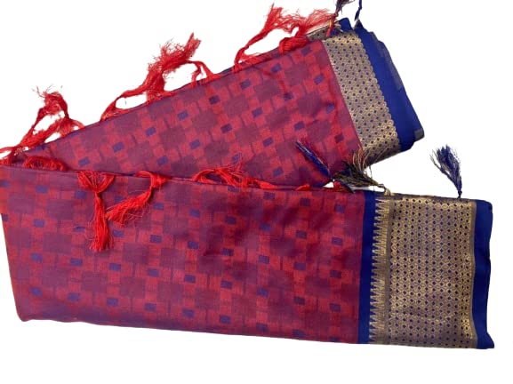 Buy SRI GANESH TEXTILES Banarasi Silk Saree With Blouse Piece (Red ...