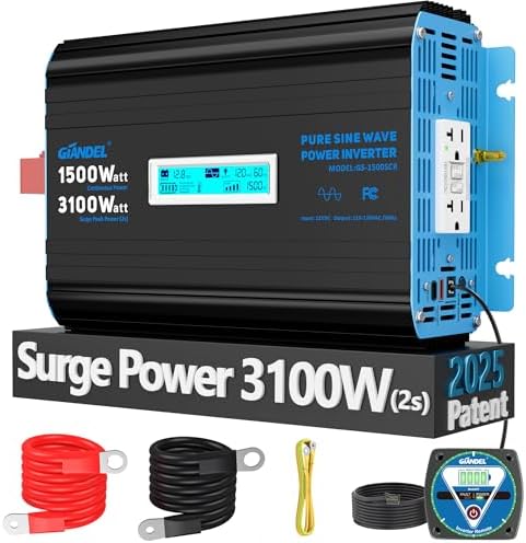 Amazon.com: GIANDEL 1500 Watt Pure Sine Wave Power Inverter 12V DC to ...