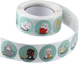 Amazon.com: dohobby 500Pcs Cute Cat Label Stickers,1 Inch Self Adhesive ...