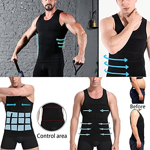 2-Pack Men's Slimming Body Shaper Compression Shirt, Compression Vest ...