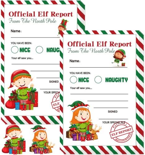 Amazon.com : Marspark 100 Pcs Christmas Official Elf Reports 4 x 6 Inch ...