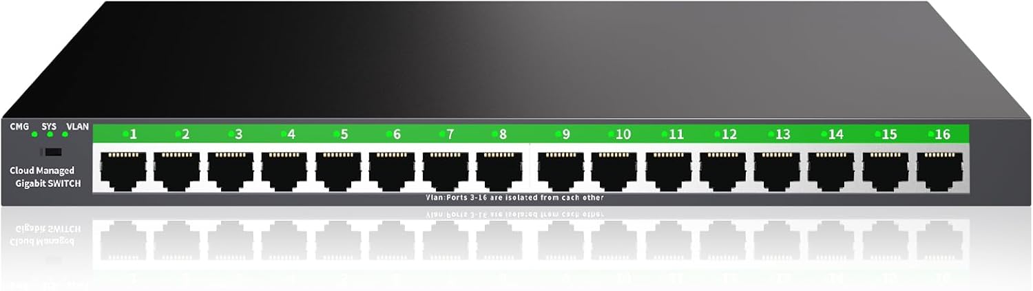 Amazon.com: STEAMEMO 16-Port Gigabit Ethernet Switch | Smart Managed ...