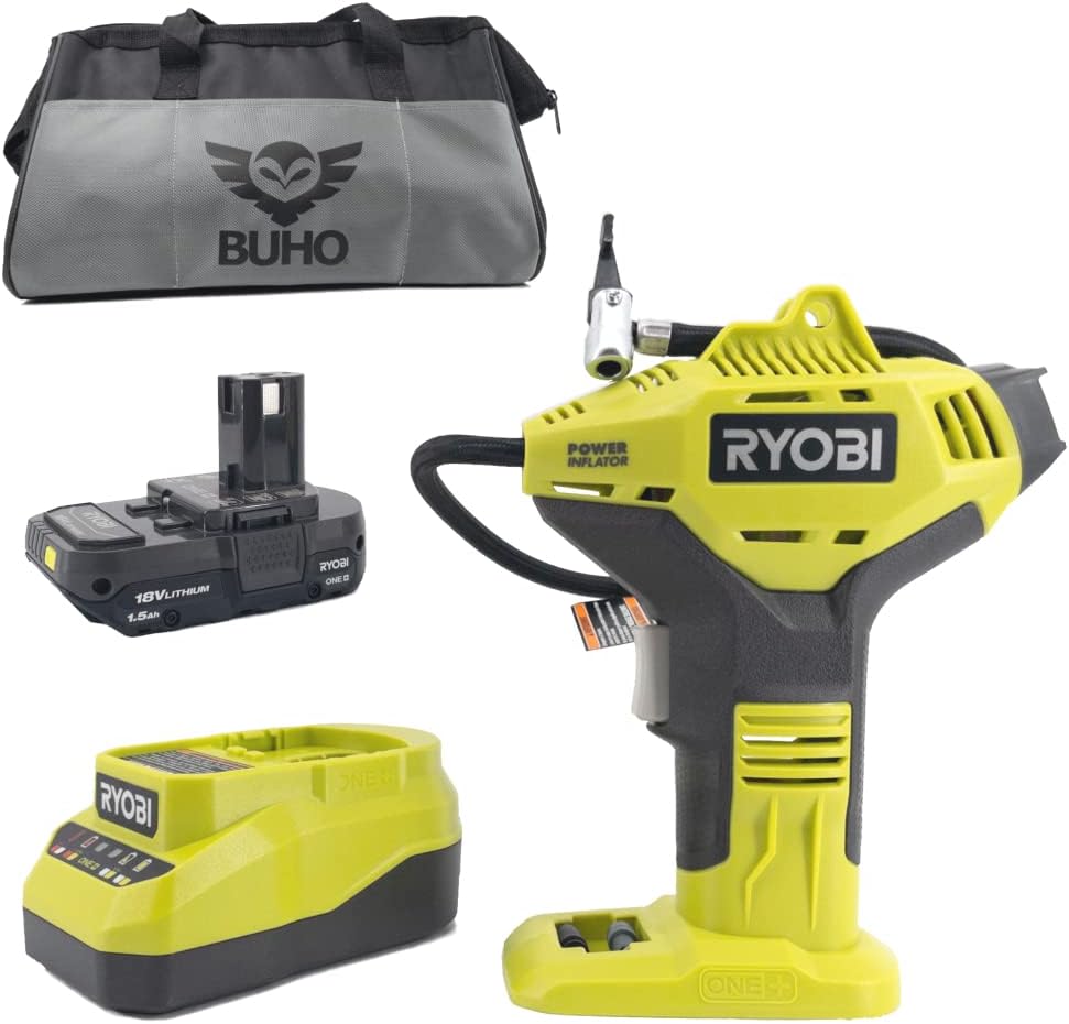 Ryobi P737D Portable Power Inflator with Charger, 1.5 Ah Lithium-ion ...
