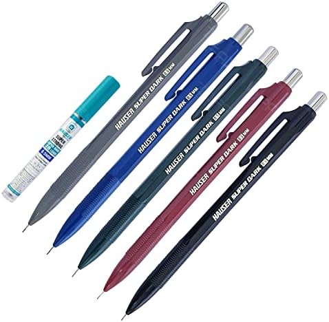 HAUSER Super Dark Mechanical Pencils, 2B 0.5mm Lead Point, Pack of 5 ...