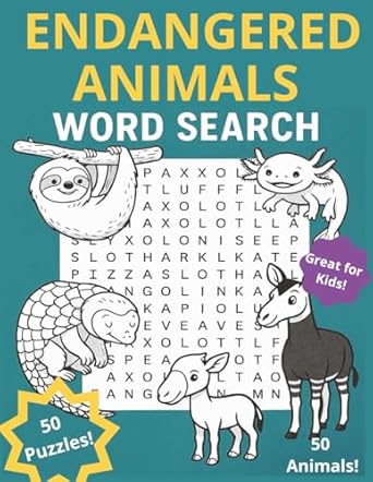 Endangered Animals Word Search for Kids - 50 Fun Puzzles, 600 Words ...