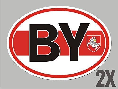Amazon.com - 2 Belarus by Belorussian Oval Stickers Flag Decal Bumper ...