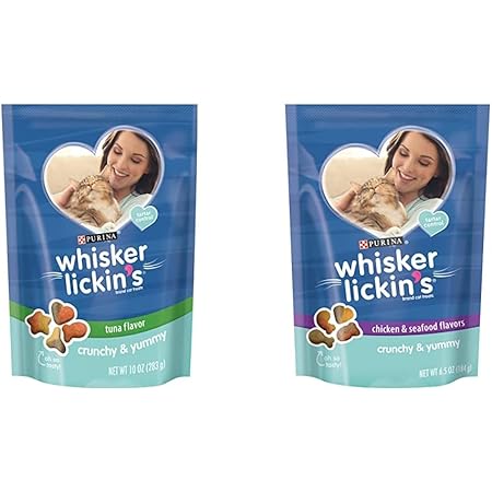 Amazon.com : Purina Whisker Lickin's Cat Treats, Crunchy & Yummy Tuna Flavor - (4) 10 oz ...