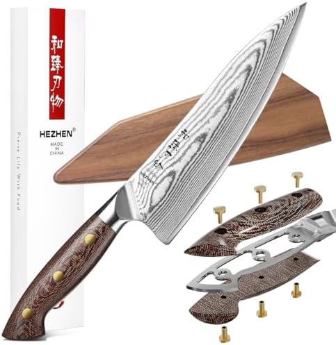 Amazon.com: HEZHEN 67 Layers Damascus Steel Chefs knife, Professional 8 ...