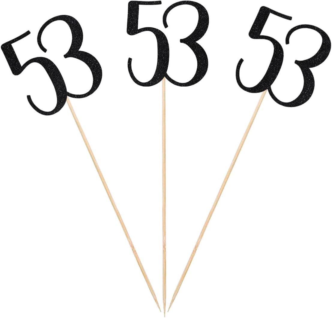 Amazon.com: Black Glitter 53rd Birthday Centerpiece Sticks, 12-Pack ...