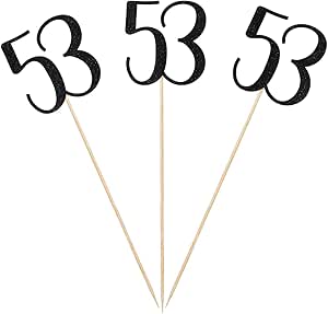 Amazon.com: Black Glitter 53rd Birthday Centerpiece Sticks, 12-Pack ...