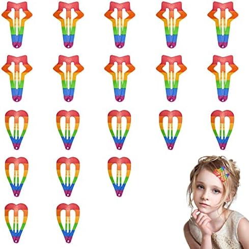 Amazon.com : 20 PCS Rainbow Hair Clips Snap Clips for Women No Slip ...