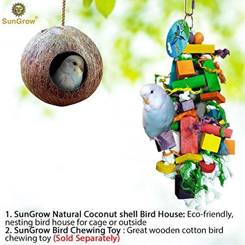 Natural Coconut Shell Bird House - Nesting bird house for cage or ...