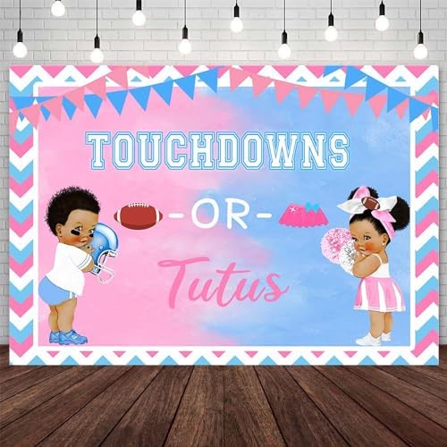 Amazon.com : AIBIIN 7x5ft Touchdowns or Tutus Gender Reveal Backdrop ...