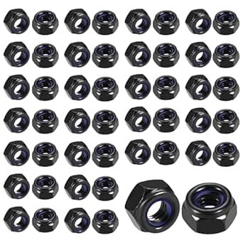 Pack of 50 Hex Nuts M6 Nuts, Self-Locking Nuts M6, Nut M6 Black ...