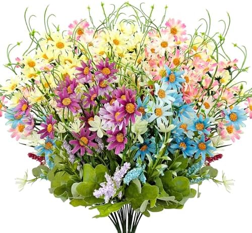 Amazon.com: Lovmeety Faux Flower Arrangement, Artificial Daisy Flowers ...