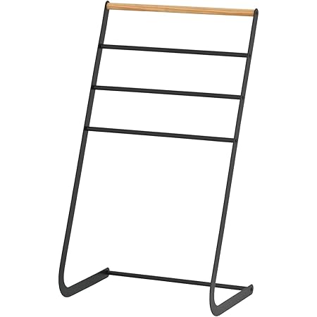 Amazon.com: ikloo 32 Inch 4-Tier Freestanding Black Metal with Pine Wood Towel Rack for Bathroom ...