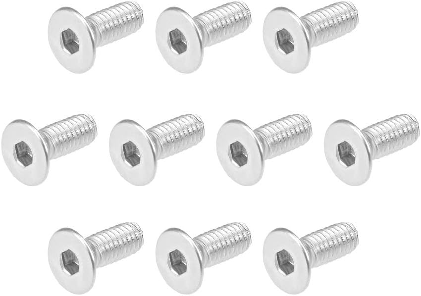 uxcell M4x10mm Flat Head Machine Screws Inner Hex Screw 304 Stainless Steel Fasteners Bolts ...