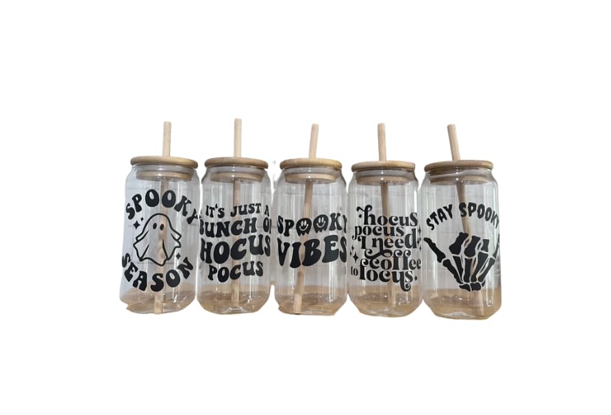 Amazon.com: Halloween Beer Can Glass, Spooky season ghost Beer Can ...