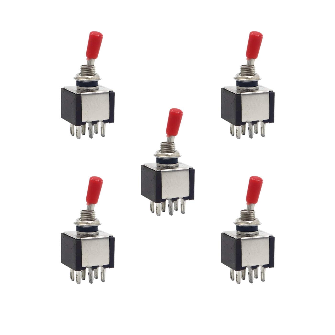 (PACK OF 5) 6 Pin 2 Way Toggle Switch 3A/5A AC 250V/125V DPDT On Off ...