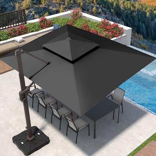 Amazon.com : Deconk 9' X 12' Cantilever Patio Umbrella 360°Rotation ...