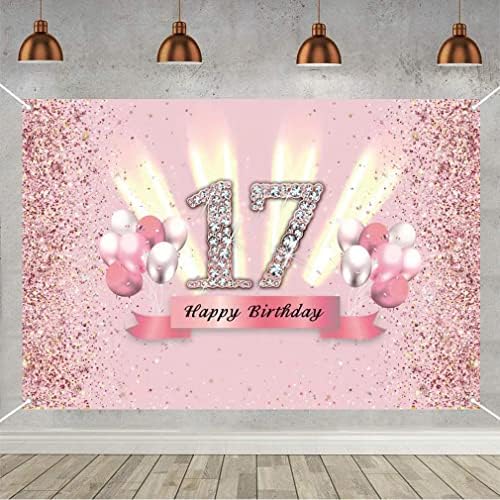 Tecreo 17th Birthday Decoration Happy 17 Backdrop for Girls Party ...