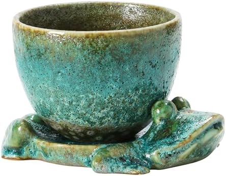 Amazon.com: Creative Co-Op Stoneware Planter with Frog Figurine Rim ...