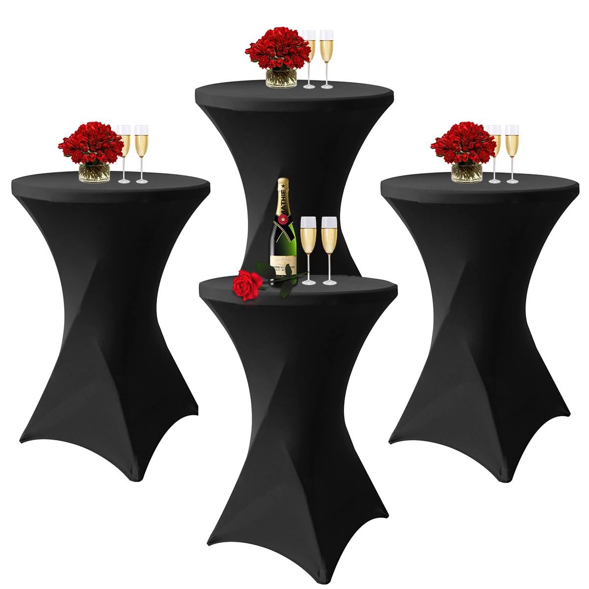 Amazon.com: Albassa 4 Pack Cocktail Table Covers 32"x43" Spandex ...