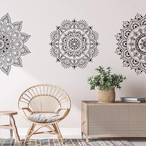 Mandala Lotus Wall Decal, Boho Indian Mandala Namaste Flower Wall ...