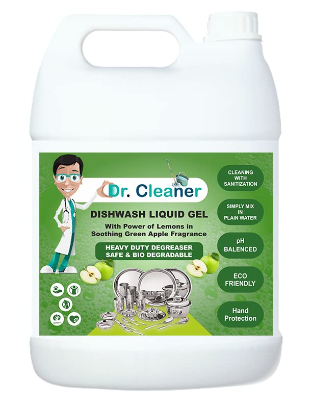 Dr.Cleaner Dishwash Liquid Gel with Power of Lemons in Soothing Green ...