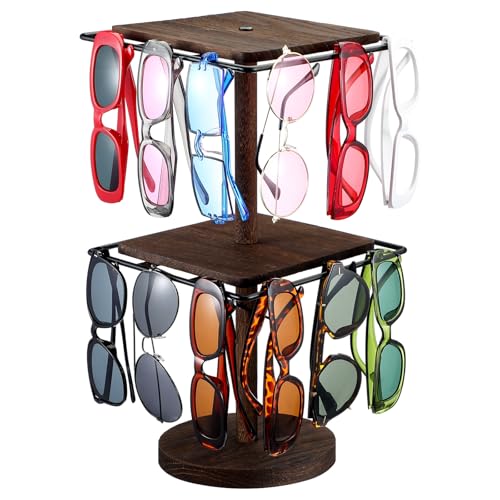 Chunful Rotating Sunglasses Organizer 360 Sunglass Display Stand 2 Tier ...