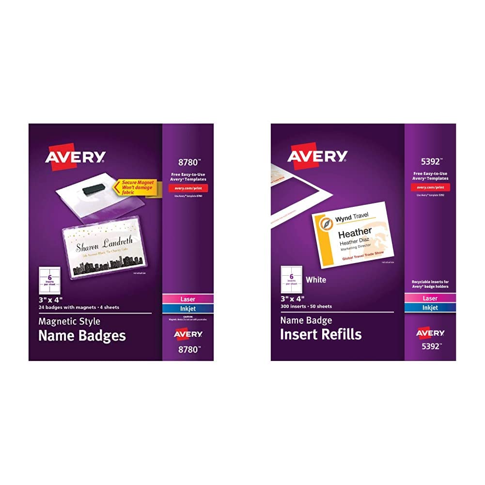 Amazon.com : Avery Customizable Magnetic Name Badges, 3" x 4", White ...