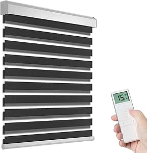 Amazon.com: Tokblind Motorized Zebra Shades with Remote Control, Electric Dual Layer Sheer ...