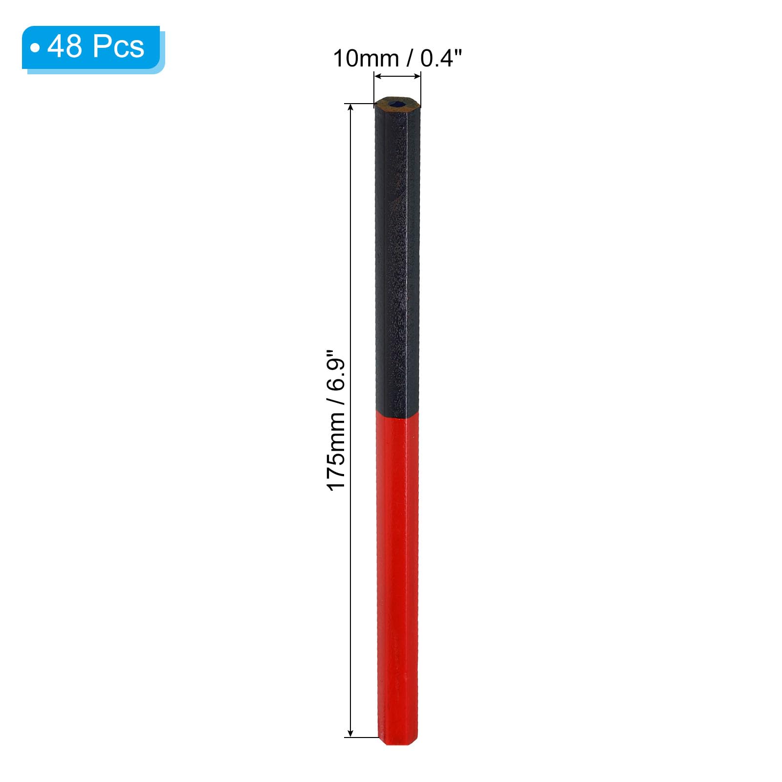 PATIKIL Red and Blue Hexagon Pencils, 48 Pack HB Graphite Pencils Wood ...
