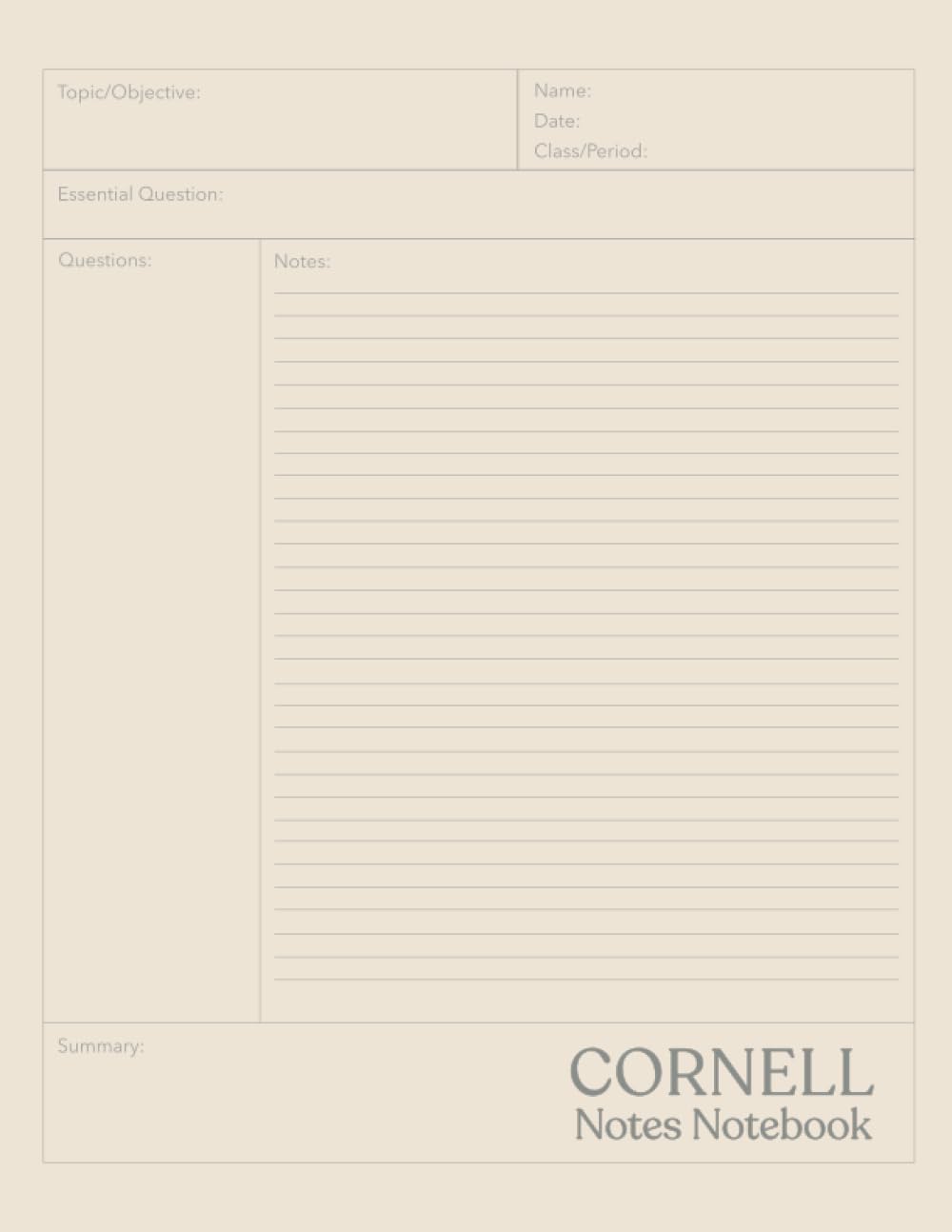 Amazon.com: Cornell Notes Notebook: Minimalist, Aesthetic, Beige | Note ...