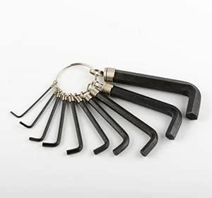 ARC-POWER For 10 Pc Metric Allen Key Hex Bit Wrench Set Keychain Tool ...