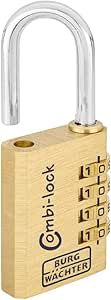 BURG-WÄCHTER Adjustable Combination Lock, 6.5 mm Shackle Thickness, 4 ...