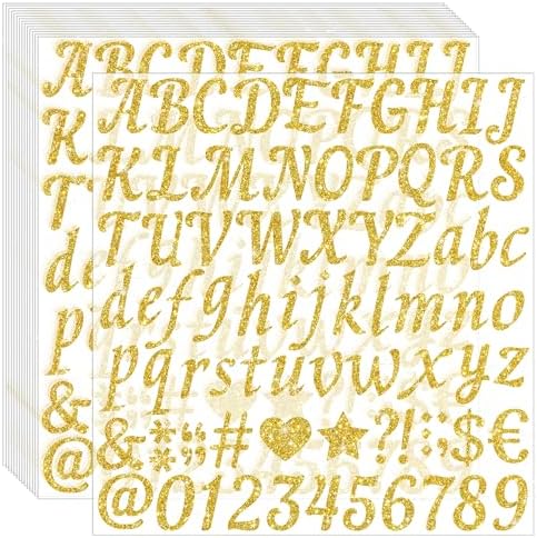 Amazon.com: 1200 Pcs 15 Sheets Gold Letters Stickers Glitter Alphabet ...