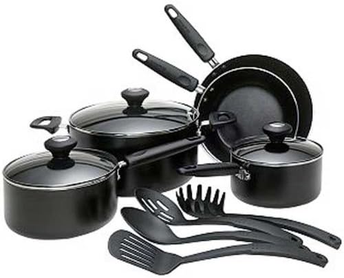 Amazon.com: Silverstone Culinary Colors 12 Piece Cookware Set, Black ...