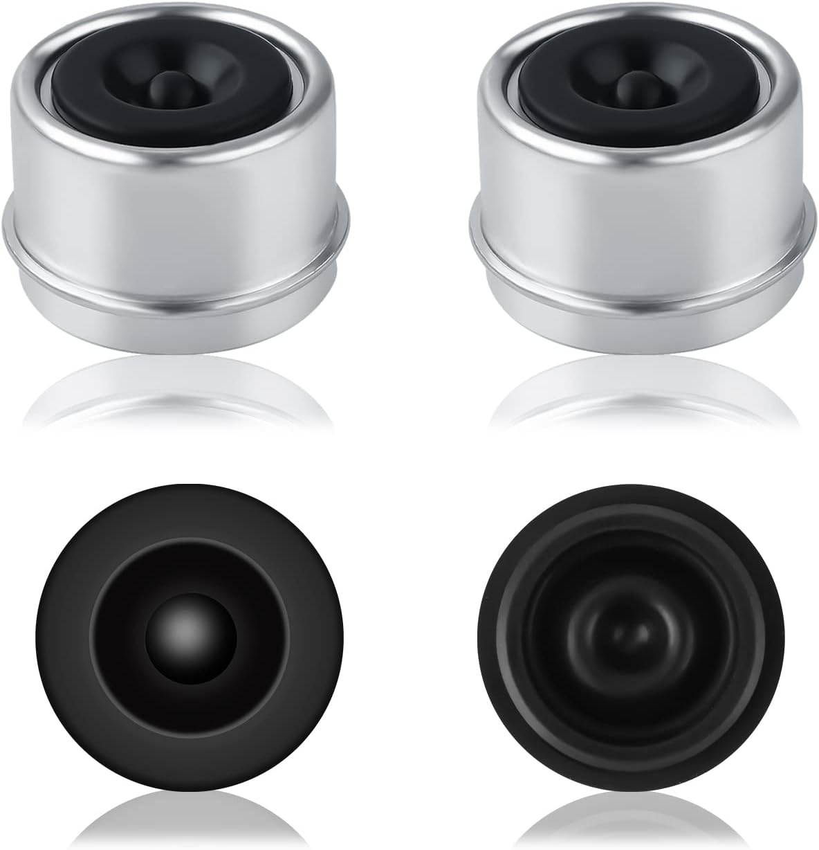 2pcs 2.44" Trailer Hub Caps with 4pcs Rubber Grease Plugs Compatible ...