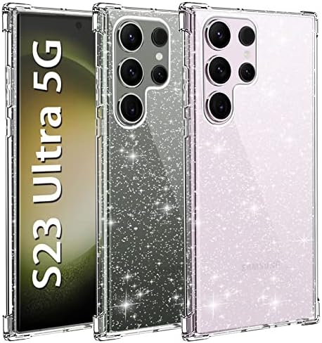 FLLAO Clear Glitter Case Compatible with Samsung Galaxy S23 Ultra 5G Case, Crystal Transparent ...