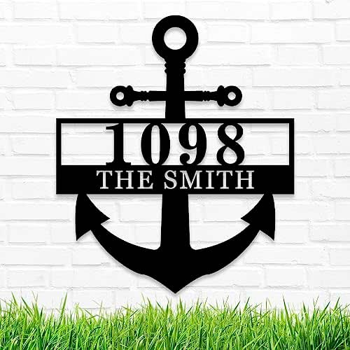 Amazon.com: Anchor Sign, Anchor House Number Address Plaque, Beach ...