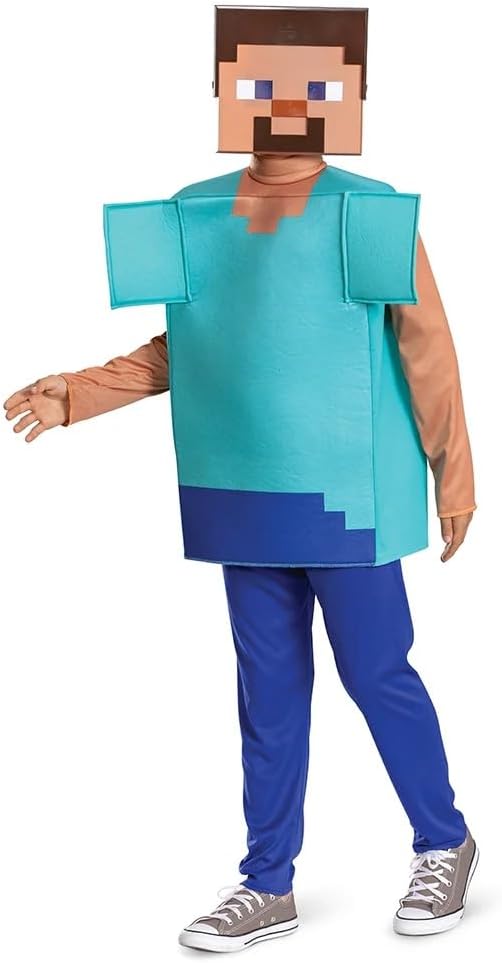 Amazon.com: Minecraft Steve Halloween Costume Dress Up Youth Sizes ...