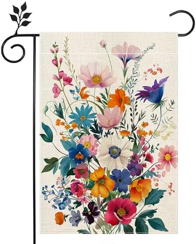 Amazon.com : Spring Summer Colorful Floral Garden Flag for Outside ...