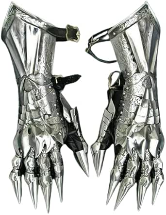 Amazon.com: Medieval Gauntlet Gloves Pair Brass Accents Knight Crusader ...