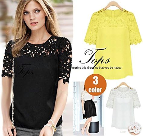 Amazon.co.jp: 【初回】半袖トップス 透け編み/シフォン 全3色★ : ファッション
